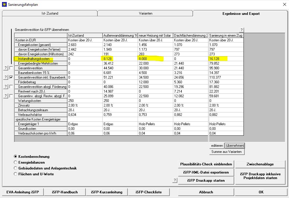 iSFP - Sowieso-Kosten (Instandhaltungskosten) Erläuterung